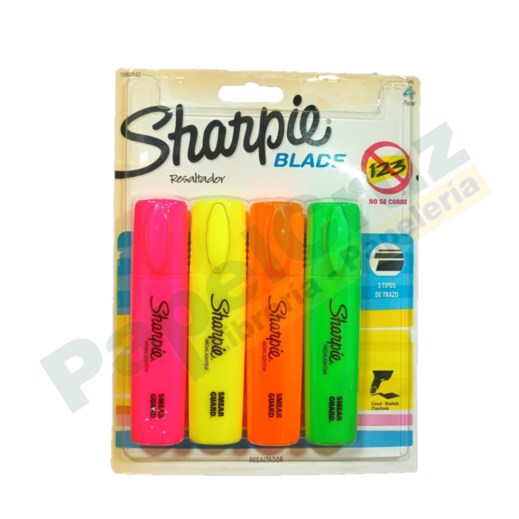Resaltador SHARPIE Blade x4 colores. – PapelCruz Libreria – Papeleria